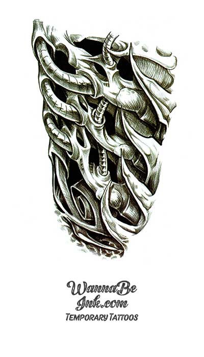 Bionic Ribs Open To World Best Temporary Tattoos| WannaBeInk.com