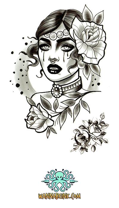 Crying woman tattoo | Orangetattooshop.com